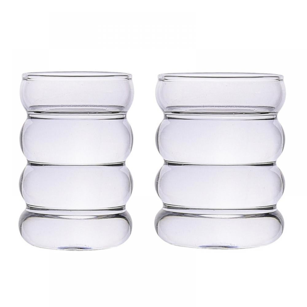 Glass Cup 2 Pcs Clear Vintage Drinking Glasses Ripple Glassware Wave ...