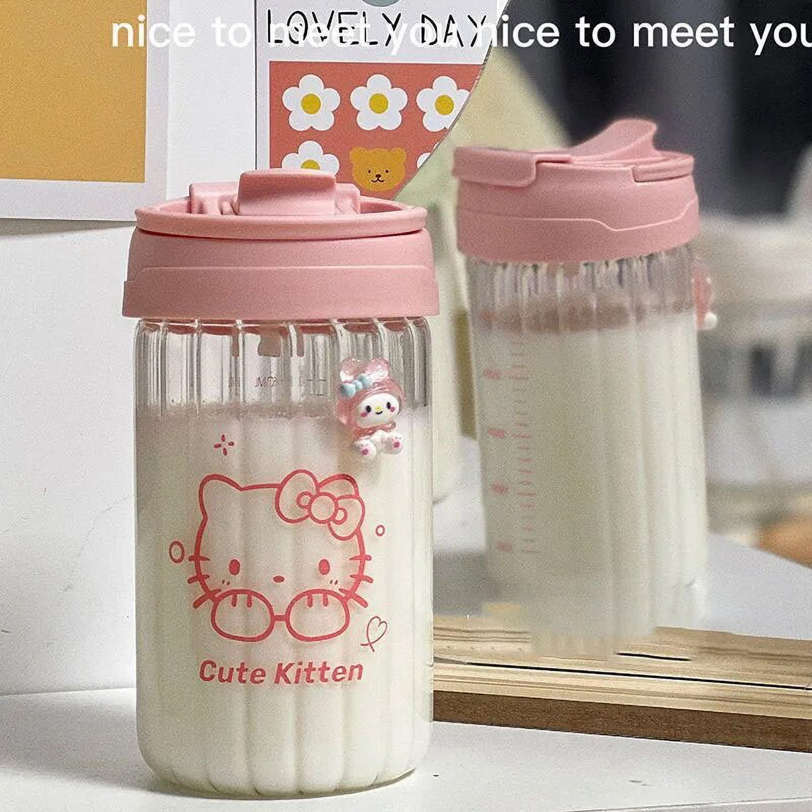 Glass Cup Kawaii Sanrio Hello Kitty milk cup Anime Figure Kuromi Cup ...