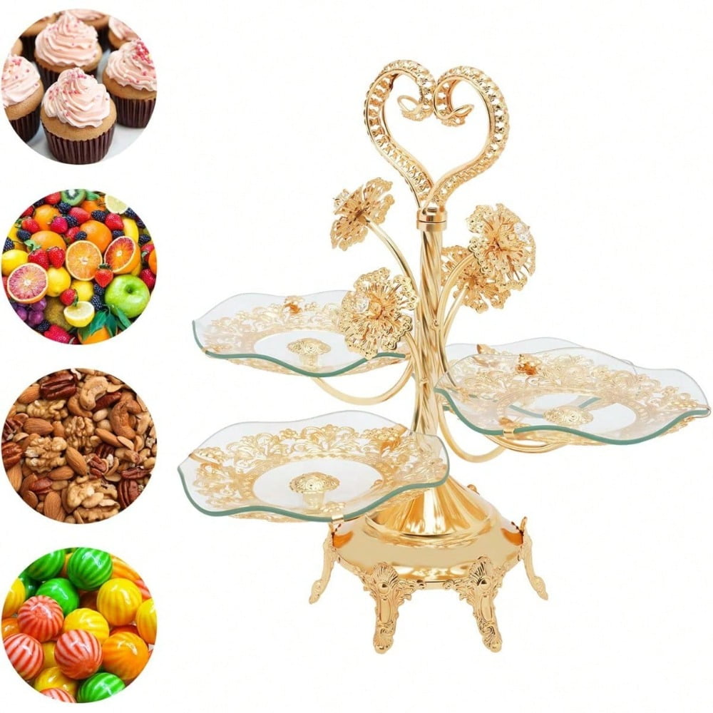 Glass Cupcake Stand Elegant Tiered Serving Cake Stand 4 Glass Serving ...