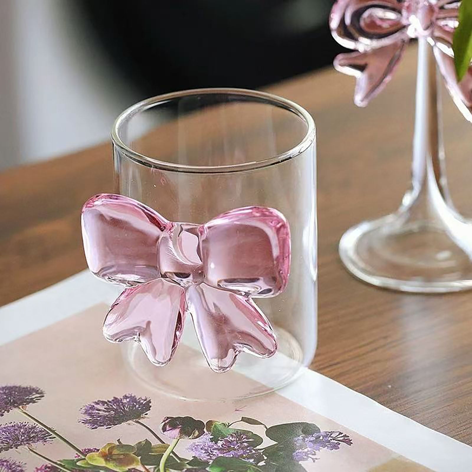 Glass Cup With Bow Transparent Glass Iced Coffee Cup Glass Juice Cup ...