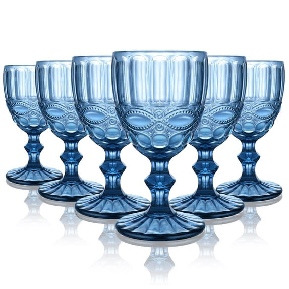 6PCS Vintage Glass Goblet Glasses Sets, 8oz Wine Glasses, Drinking ...