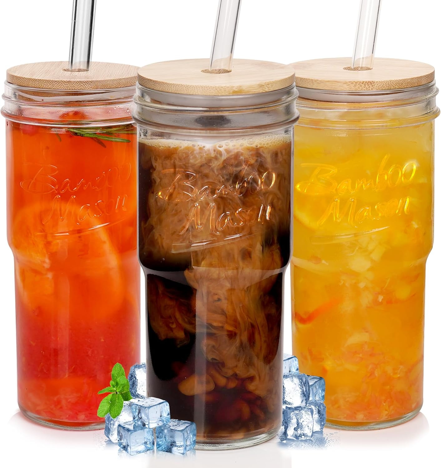 Glass Cups with Lids and Straws - Tumbler with Handle and Straw Glass ...