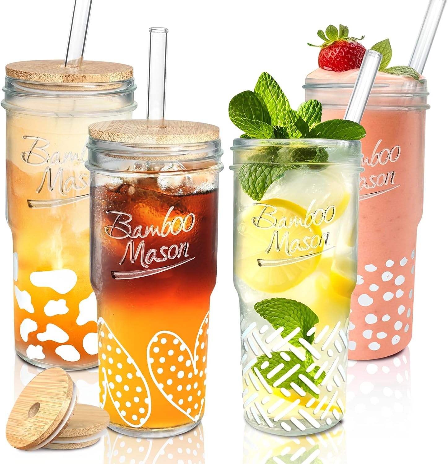 Glass Cups with Lids and Straws - Tumbler with Handle and Straw Glass ...