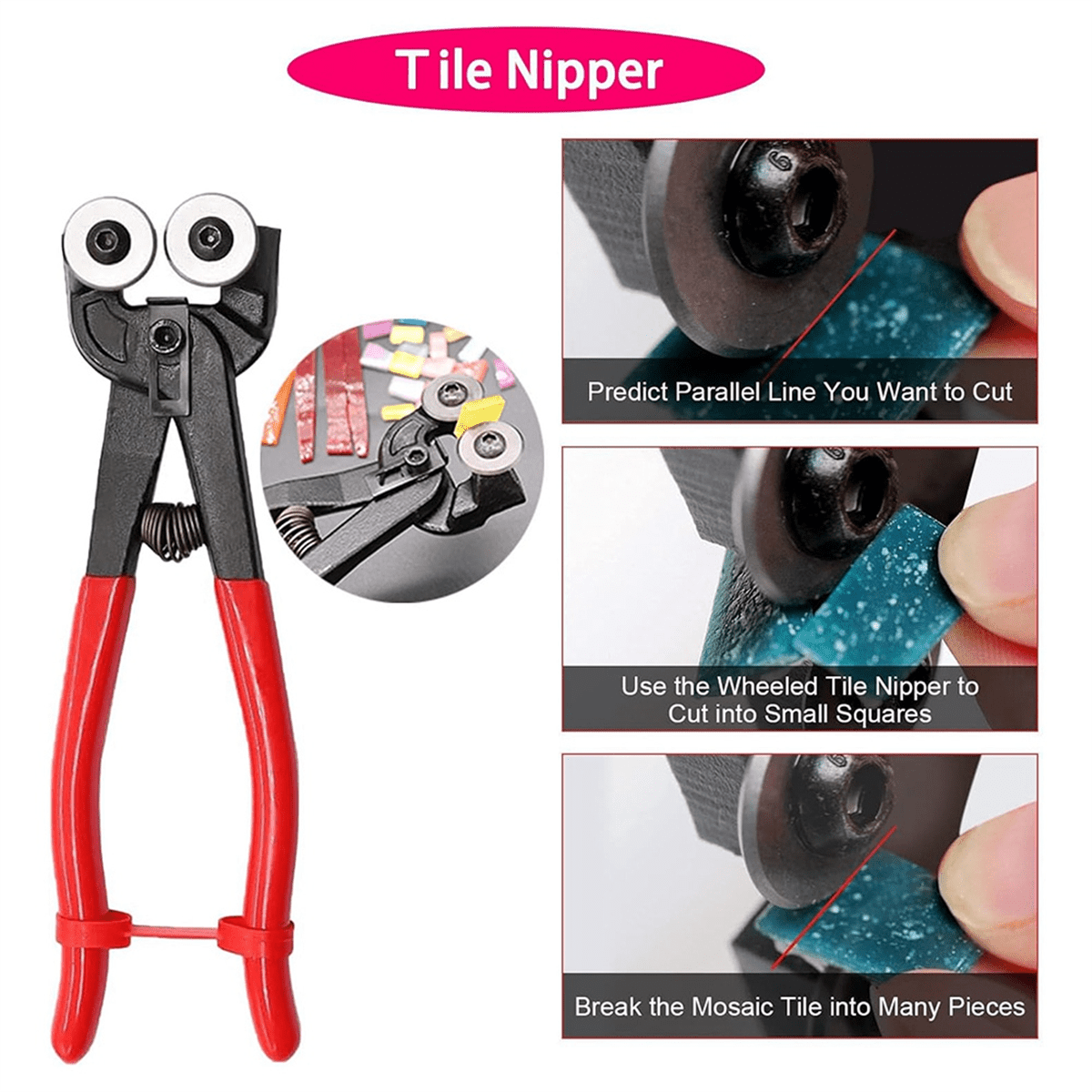Glass Cutting Tool Set Kit, Wheeled Tile Nippers Running Pliers ...