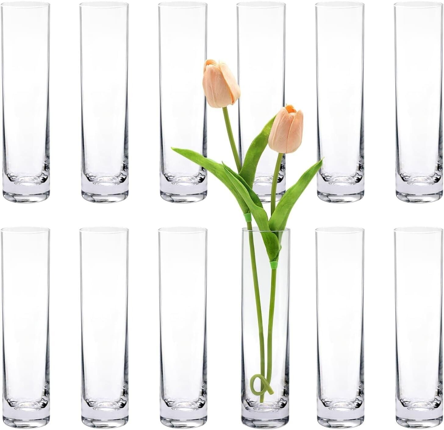 Glass Cylinder Bud Vase Centerpieces Set of 12 Clear Small vases single Rose - Walmart.com