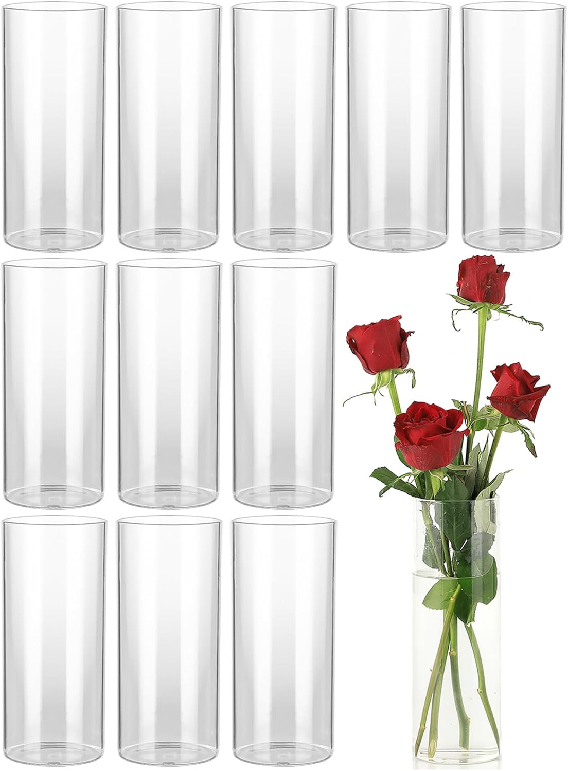 Glass Cylinder Vases, 8 Inches Glass Vases for Centerpieces 12 Pack ...