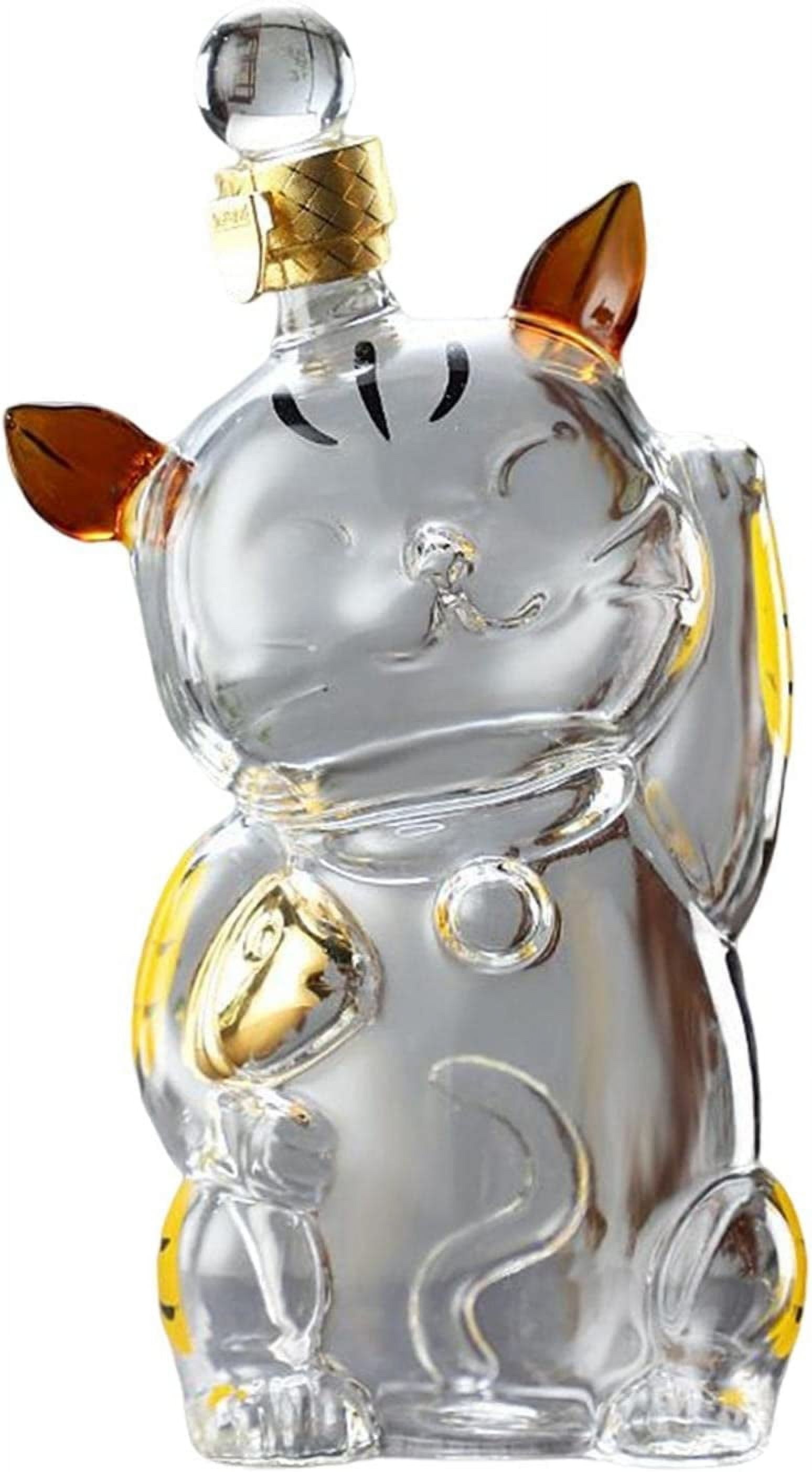Glass Decanter with Airtight Stopper, Decanter with Unique Cat Shaped ...