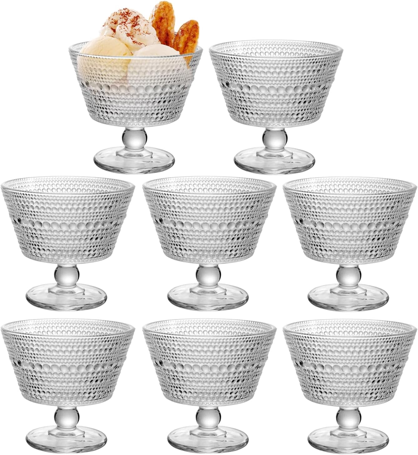 Glass Dessert Bowls Set of 8, 9oz Ice Cream Sundae Cups for Breakfast ...