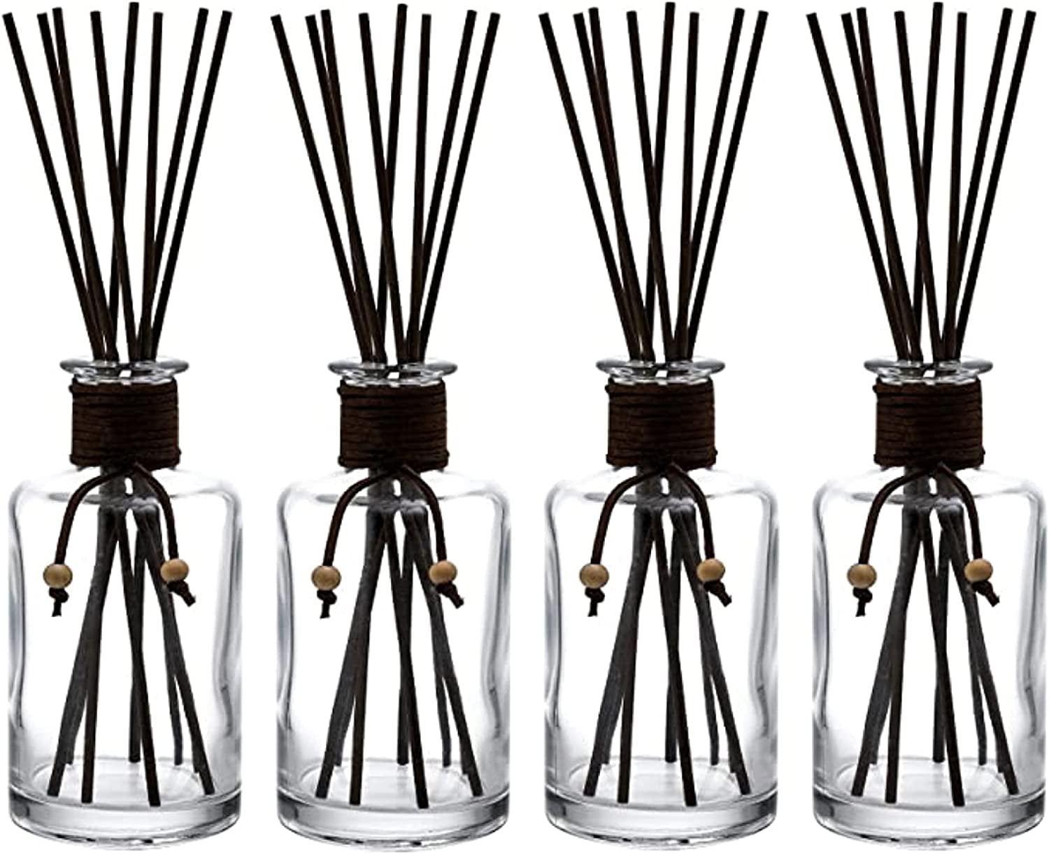 Whole Housewares 7.5oz Glass Diffuser Bottles with 32 Brown Fiber ...