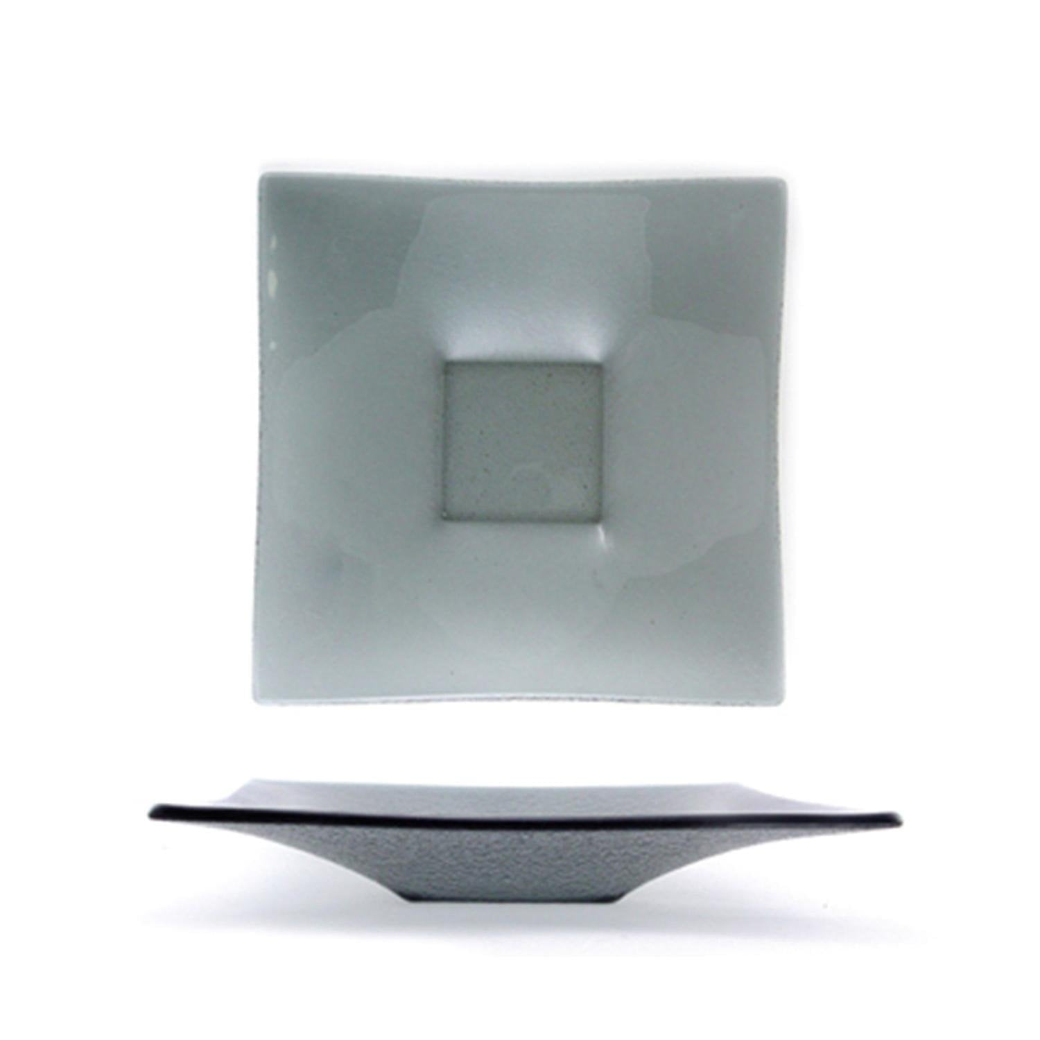 Glass Dinnerware 10.75" x 0.5" x h:1.5" 1 oz. Square Charcoal Glass ...
