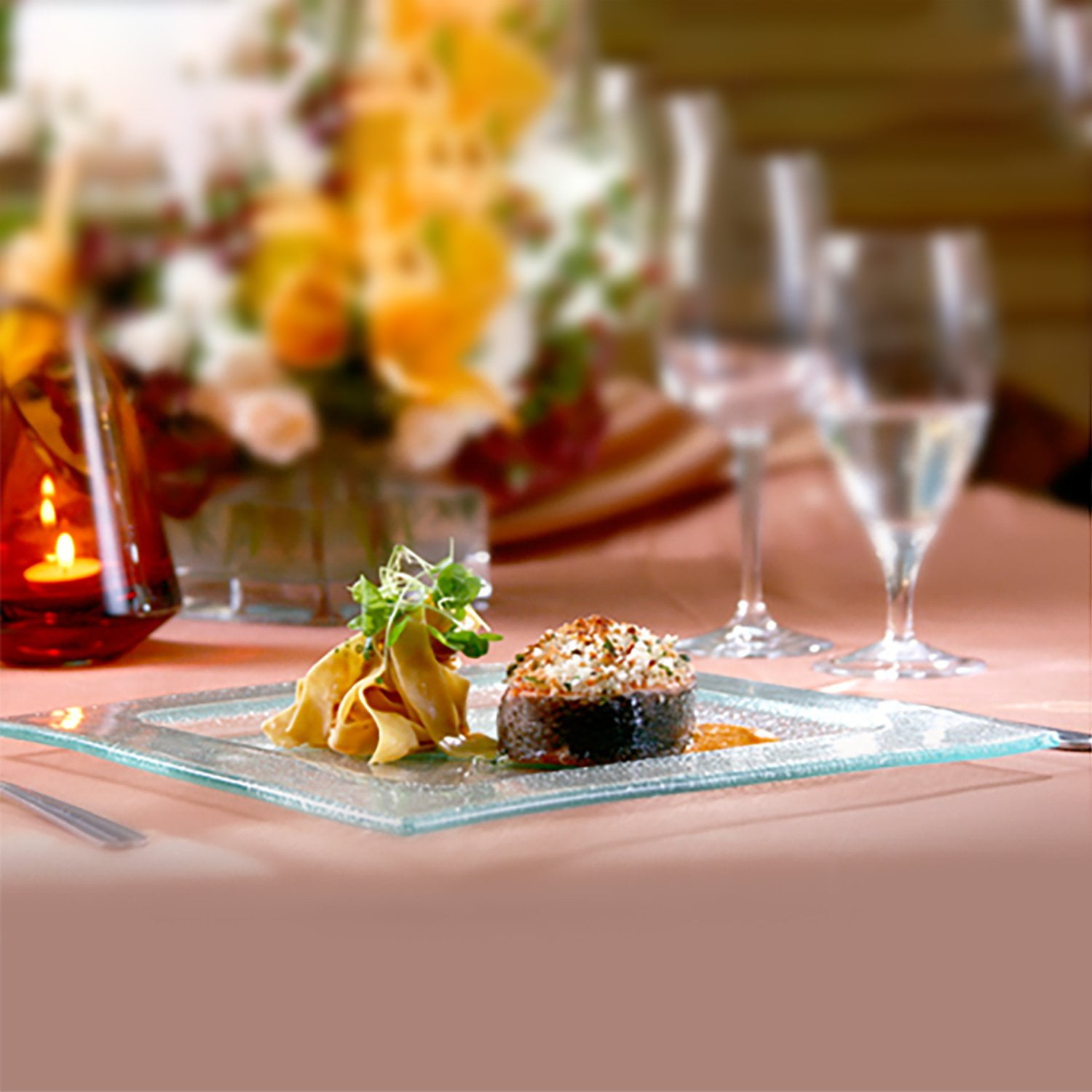 Turgla Fusion Glass Dinnerware 11.75" x 11.75" Square Clear Glass Plate ...