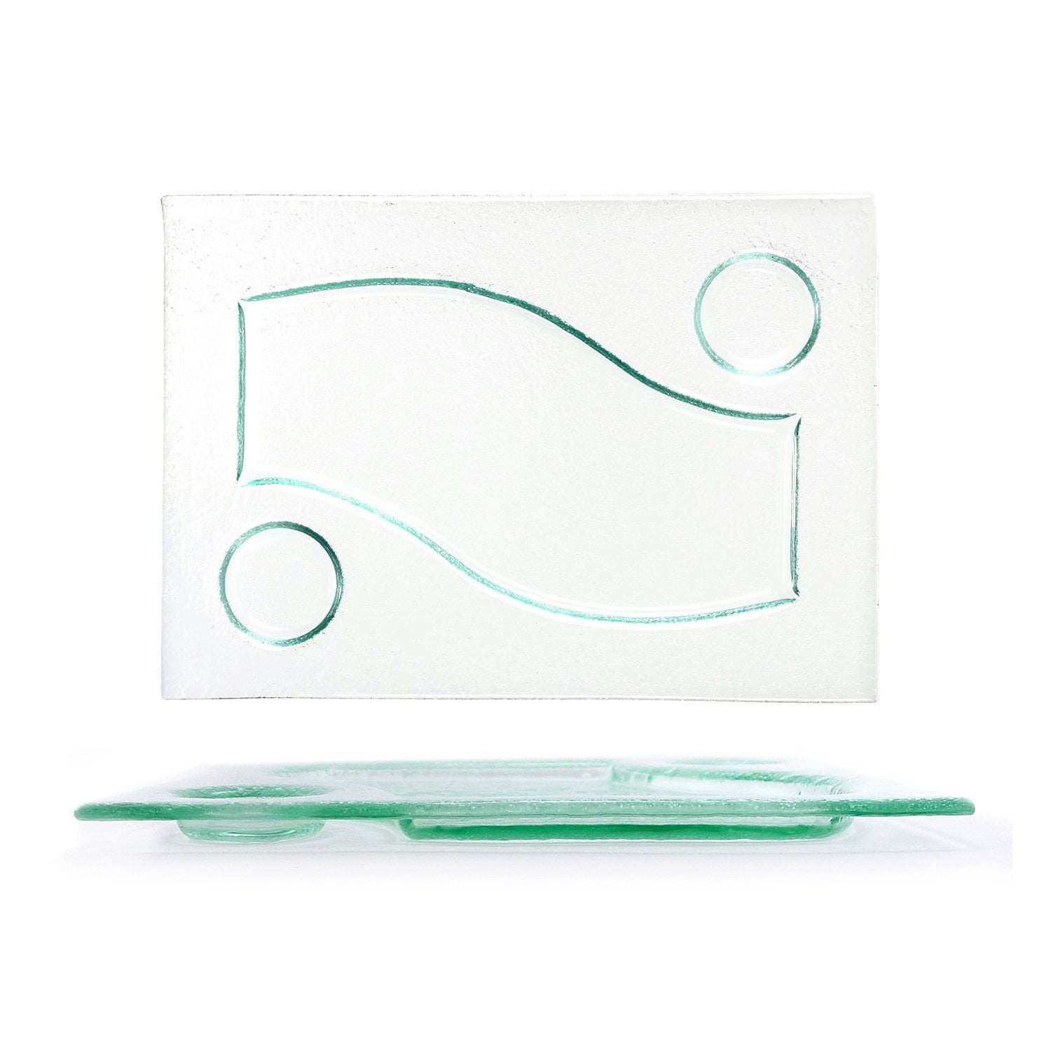 Glass Dinnerware 12.25" x 8.75" Rectangular Clear Glass Sectional Plate ...