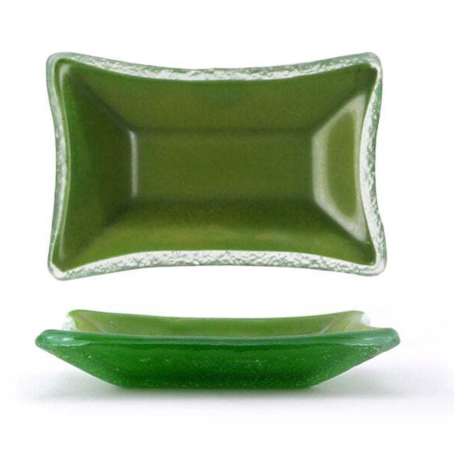 Glass Dinnerware 4.25" x 2.5" x h:0.5" 1 oz. Rectangular Green Glass ...