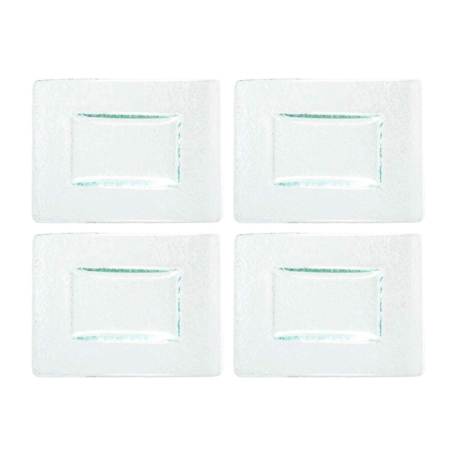 Glass Dinnerware 6" x 4" Rectangular Clear Glass Plate (Set of 4 ...