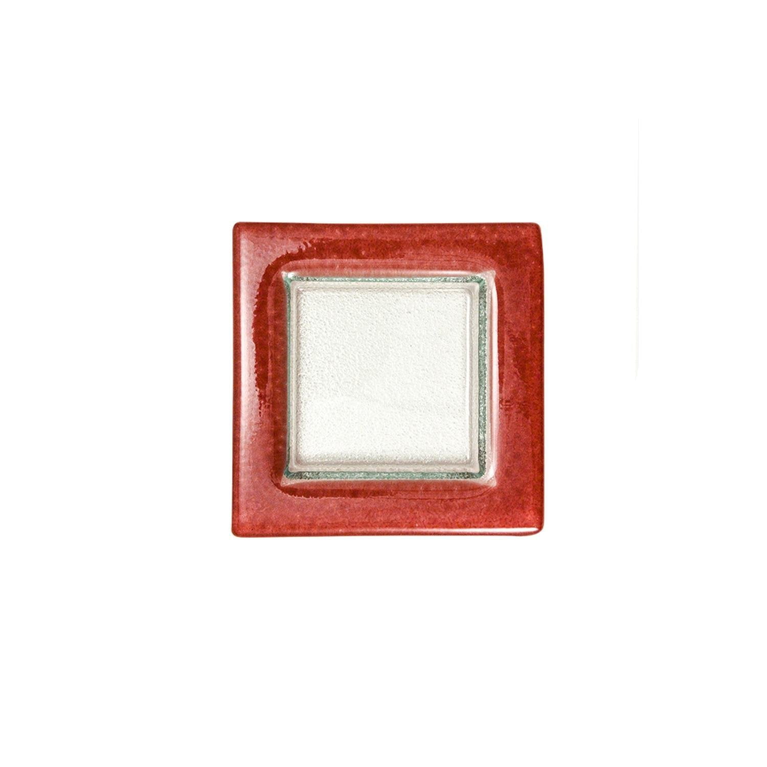 Glass Dinnerware 6" x 6" Square Pink Purple Glass Plate (Set of 4 ...