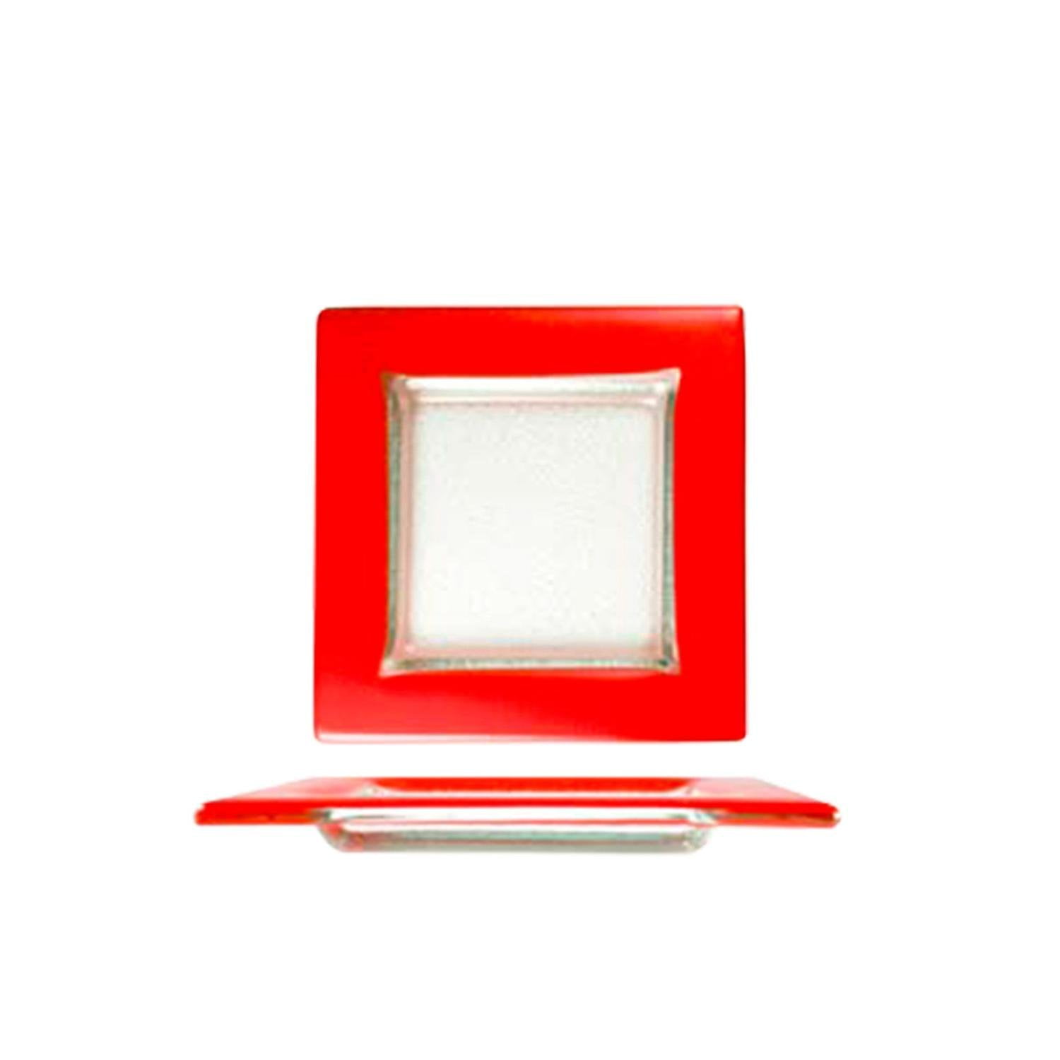 Glass Dinnerware 6" x 6" Square Red Glass Plate (Set of 4) - Walmart.com