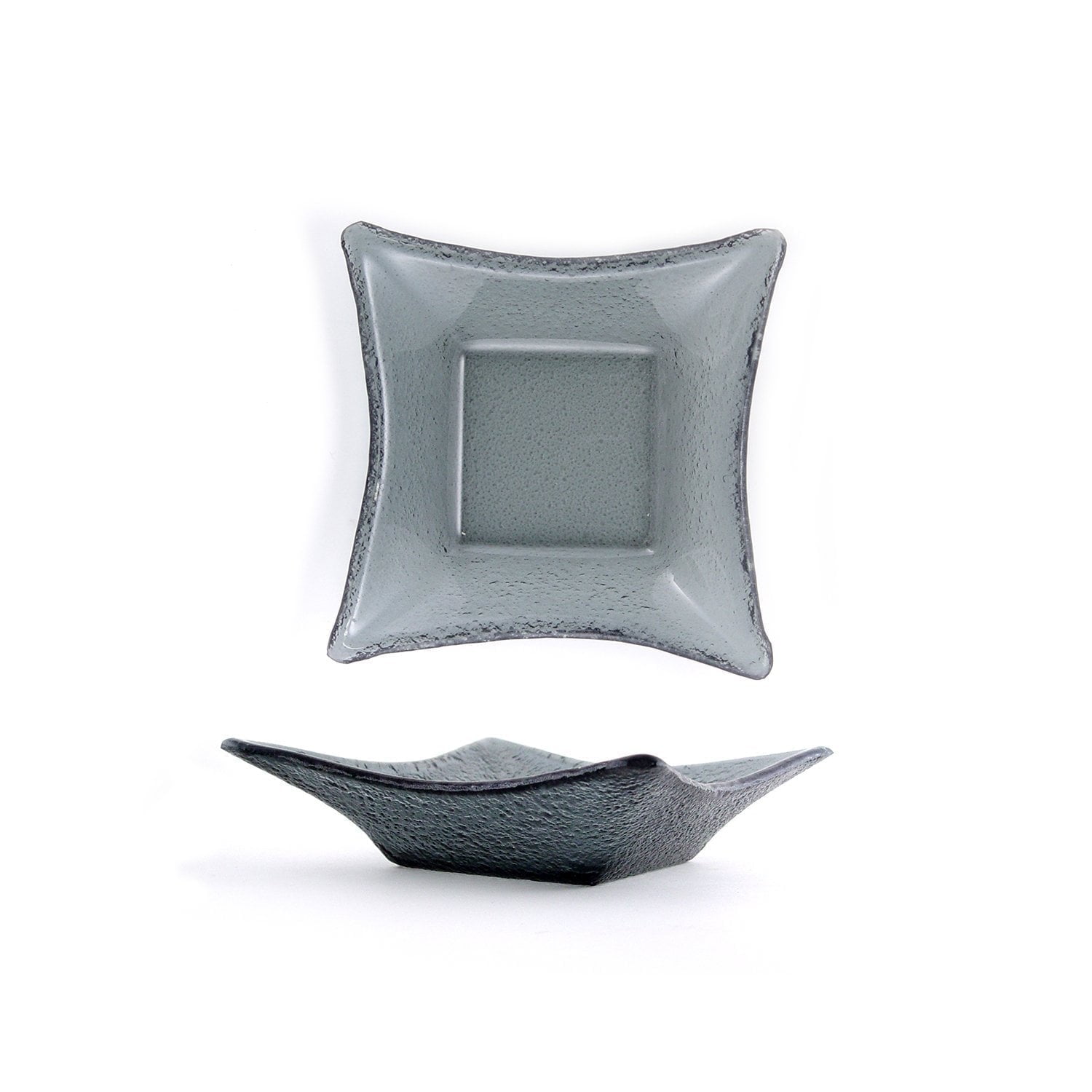 Glass Dinnerware 7.5" x 7.5" x h:2" 15 oz. Square Charcoal Glass Deep ...
