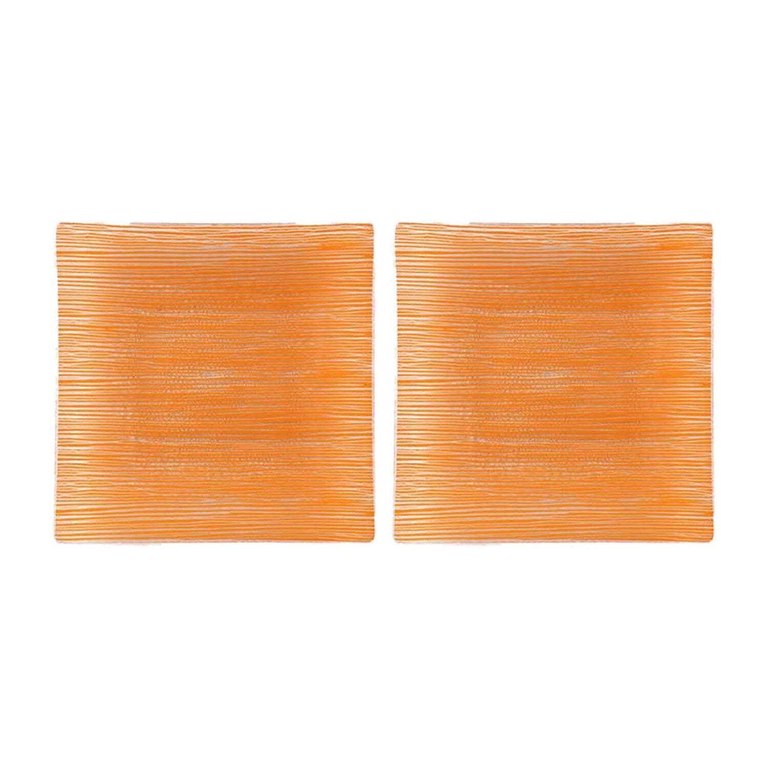 Glass Dinnerware 7.75" x 7.75" Square Orange Glass Plate (Set of 2 ...