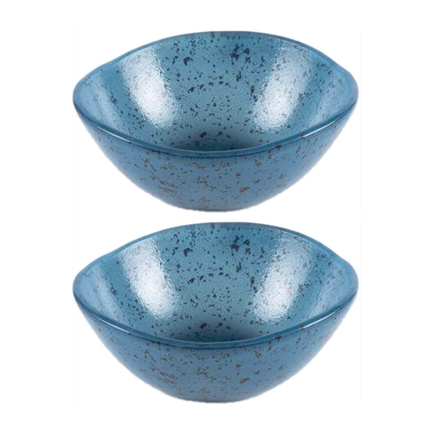 Glass Dinnerware dia.5.5" h:2" 14 oz. Round Blue Glass Bowl (Set of 2 ...