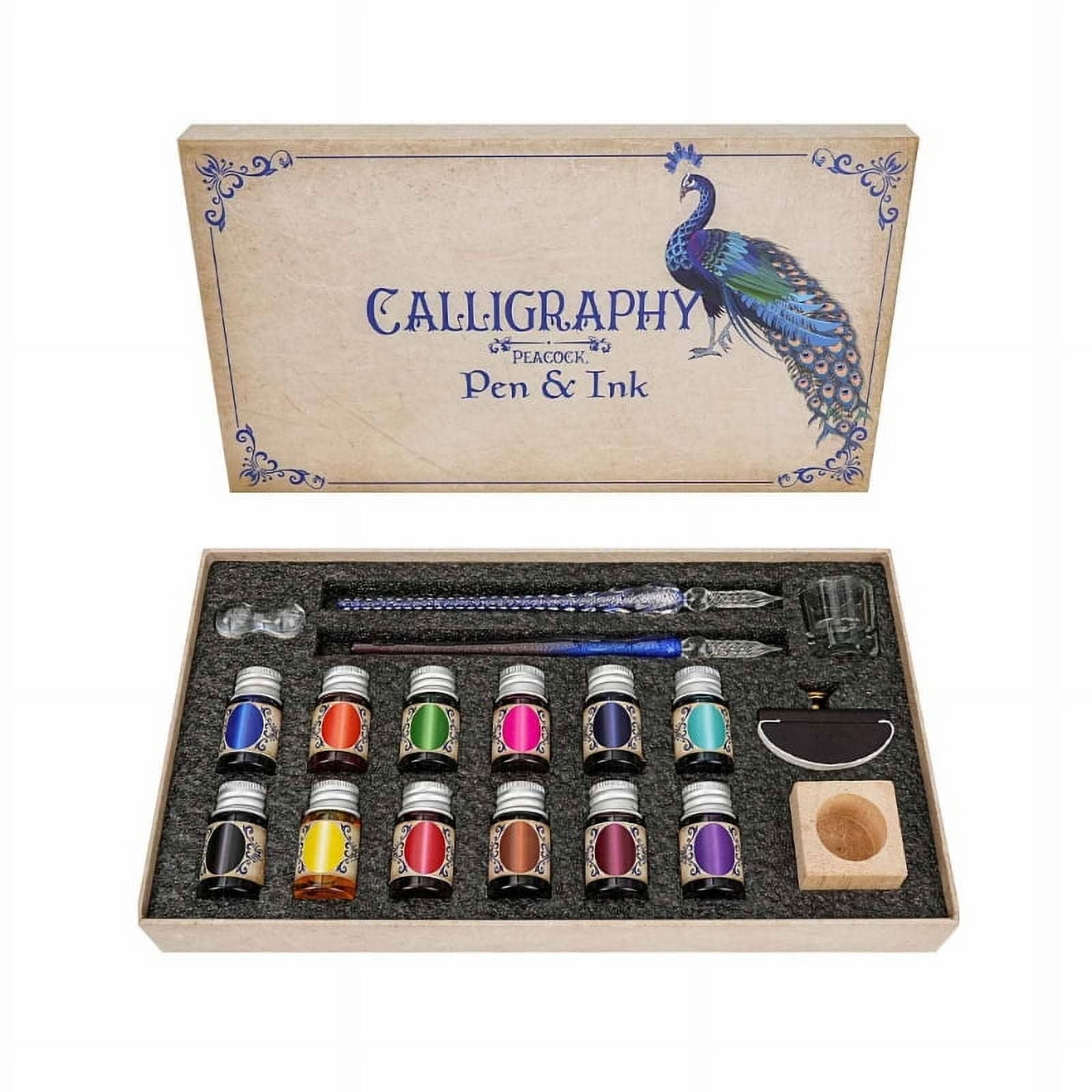 Glass Dip Pen Ink Calligraphy Pens Set for Beginners Rainbow Crystal ...