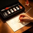 Glass Dip Pen Set with Multiple Ink Bottles Pen Rack Brush Washing Cup ...