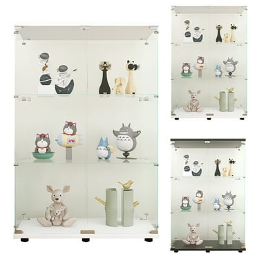 MIIFUNY Display Cabinet with Glass Doors, 65" Storage Cabinet with LED ...