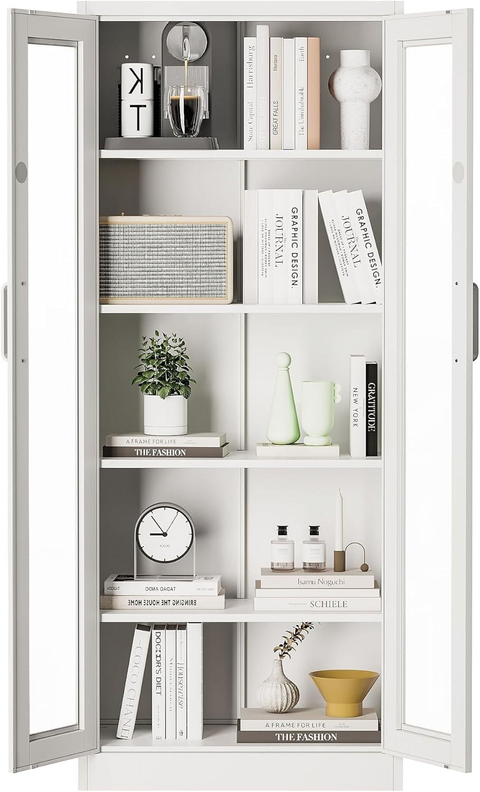 Glass Display Cabinet with 4 Adjustable Shelves, 67" Tall Display ...