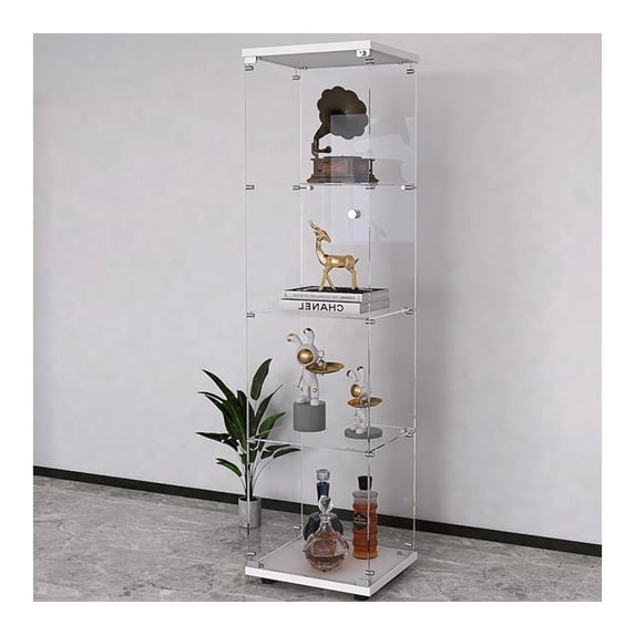 Glass Display Cabinet 4-Shelf with Door and Lock,Curio Cabinets ...