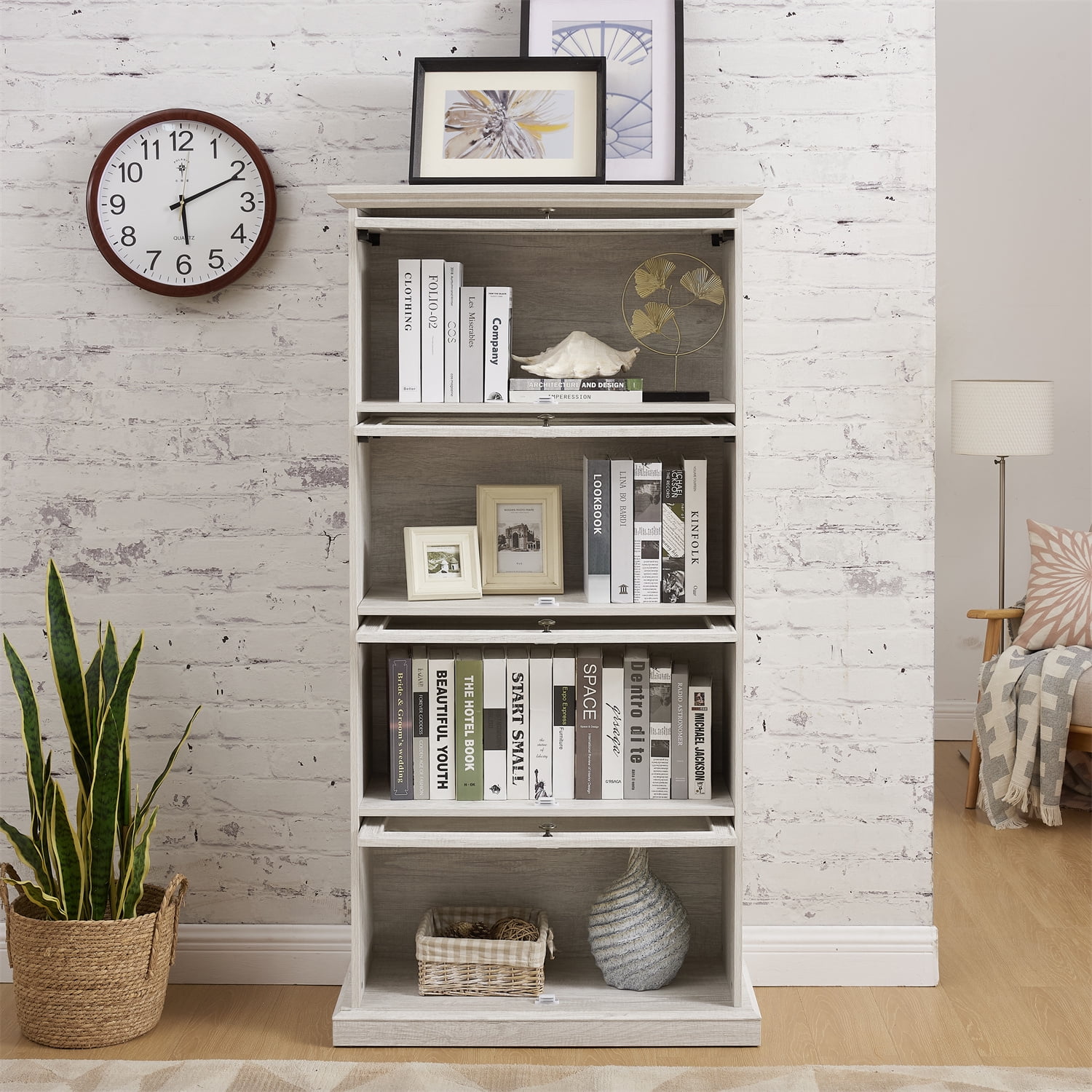 Glass Display Cabinet, 4 Tier Glass Display Cabinet Storage Curio ...