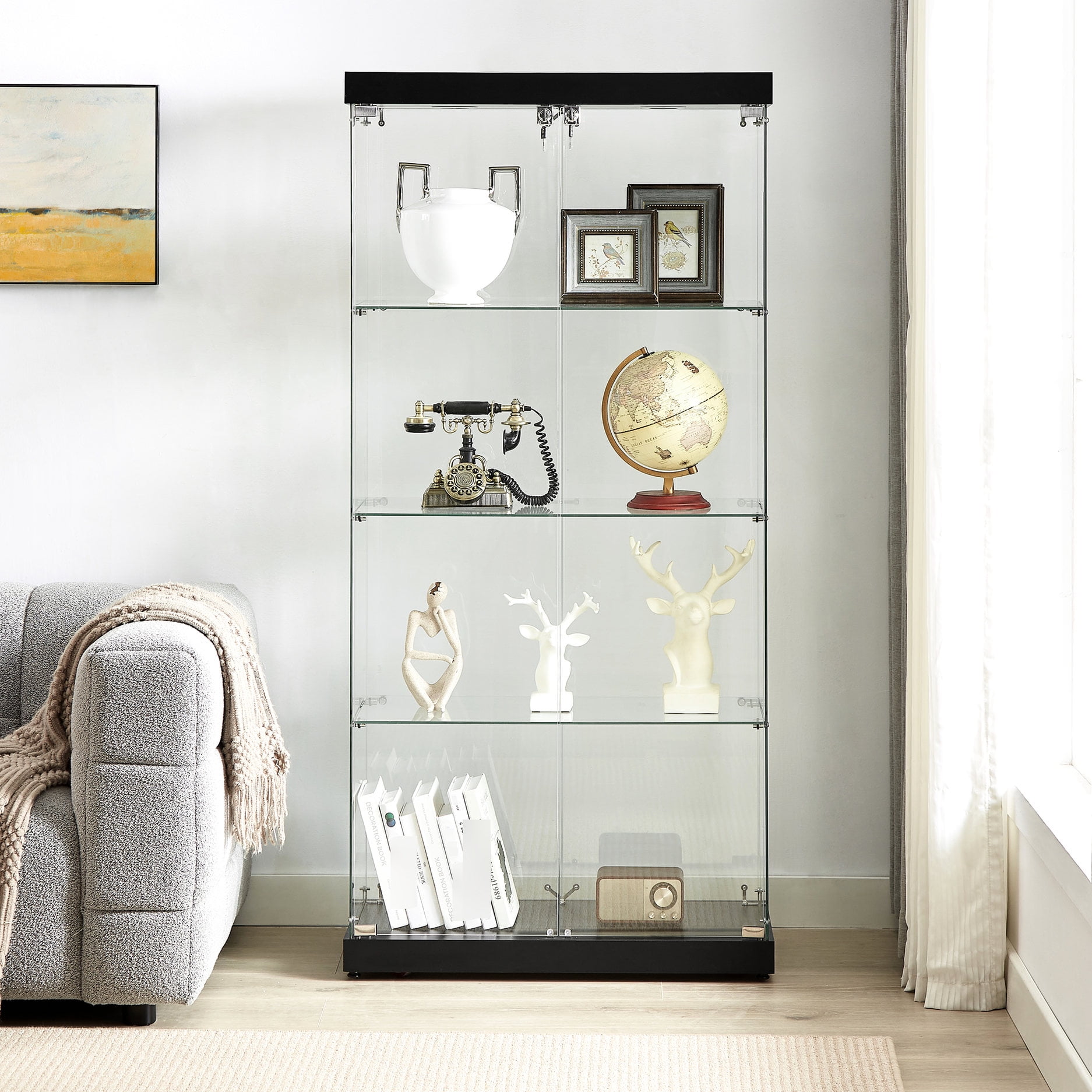 Glass Display Case with Four Glass Partitions | Placed in Living Room ...