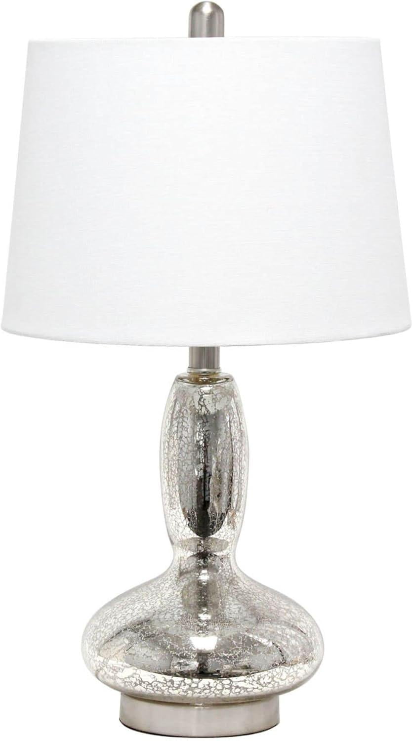 Glass Dollop Lamp w/ White Fabric Shade (Mercury/White) - Walmart.com