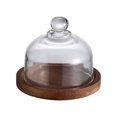 Glass Dome with Wooden Base for Food Display Cheese Serving Platter ...