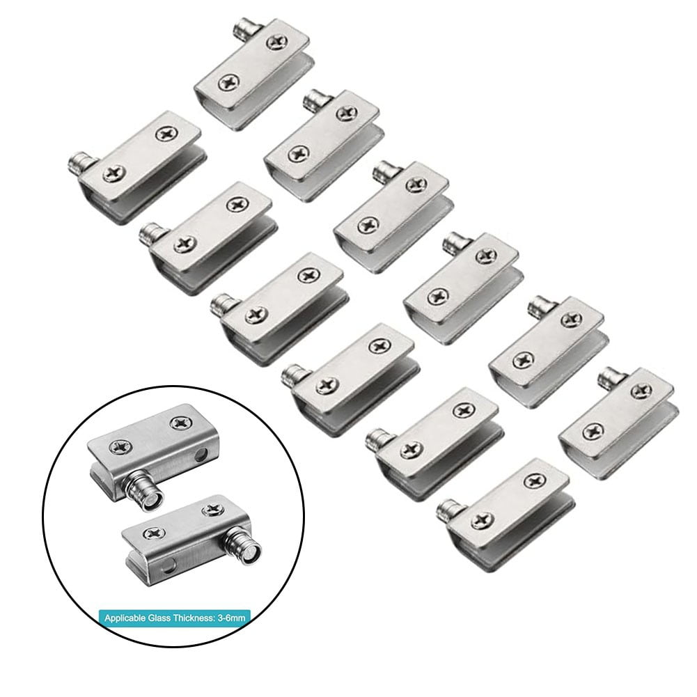 Glass Door Hinge 12 Pieces Stainless Steel Pivot Hinge Clips for ...