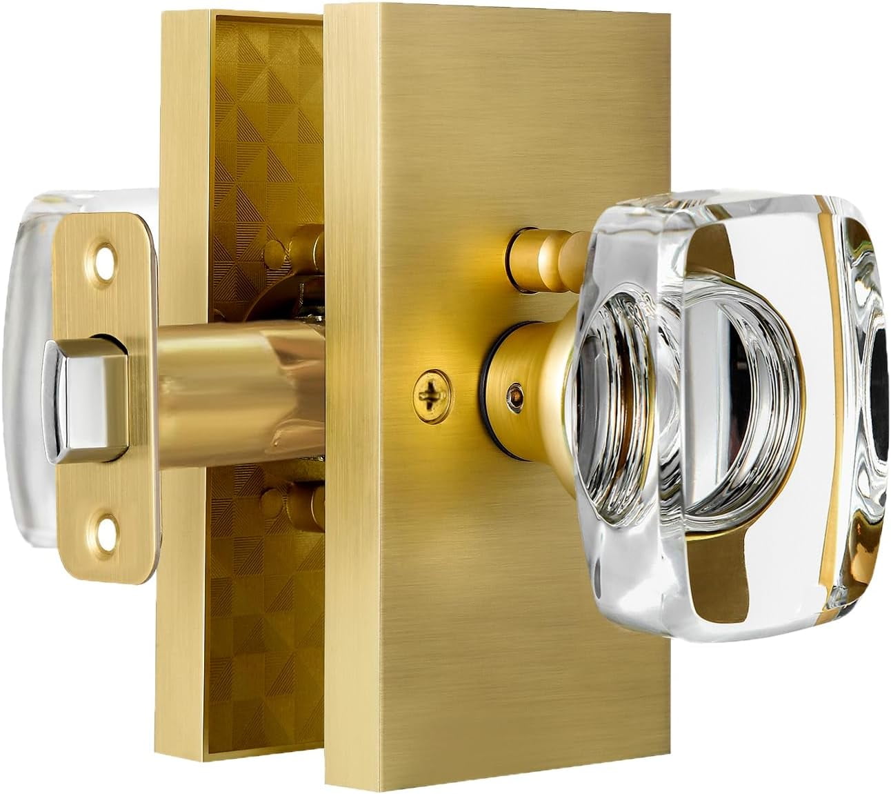 Glass Door Knobs Interior with Lock, Crystal Gold Door Knobs Privacy ...