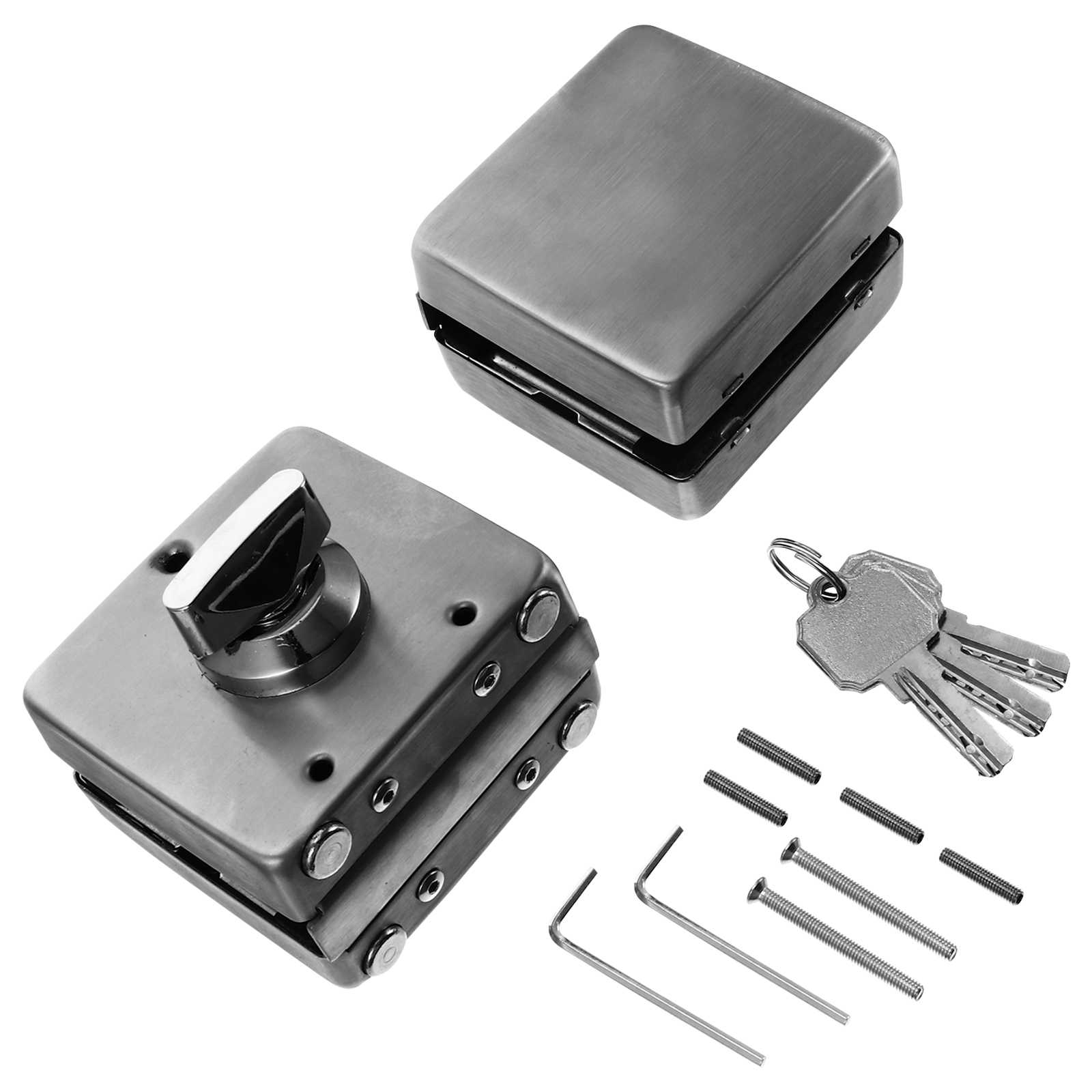 Glass Door Lock Door Locks Frameless Gate Hasp Silver Door Lock Double ...