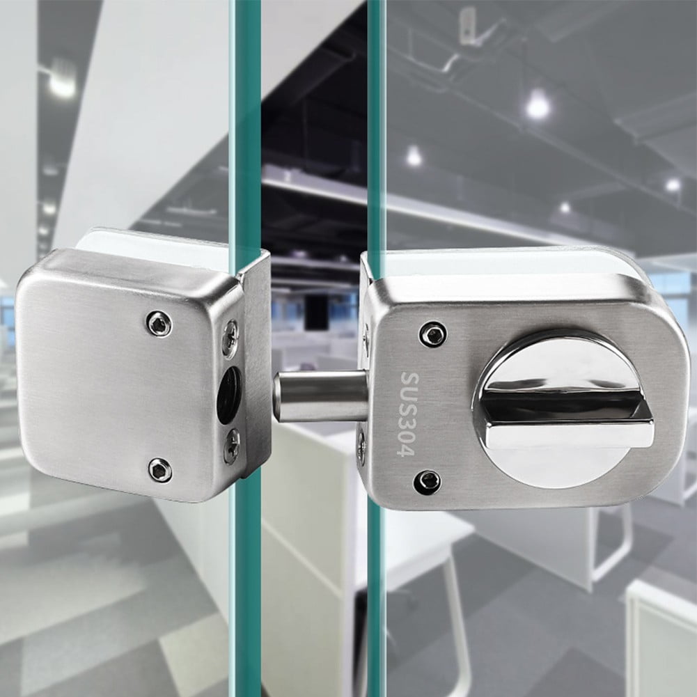 Glass Door Lock Stainless Steel Single Bolts No Punching Sliding ...