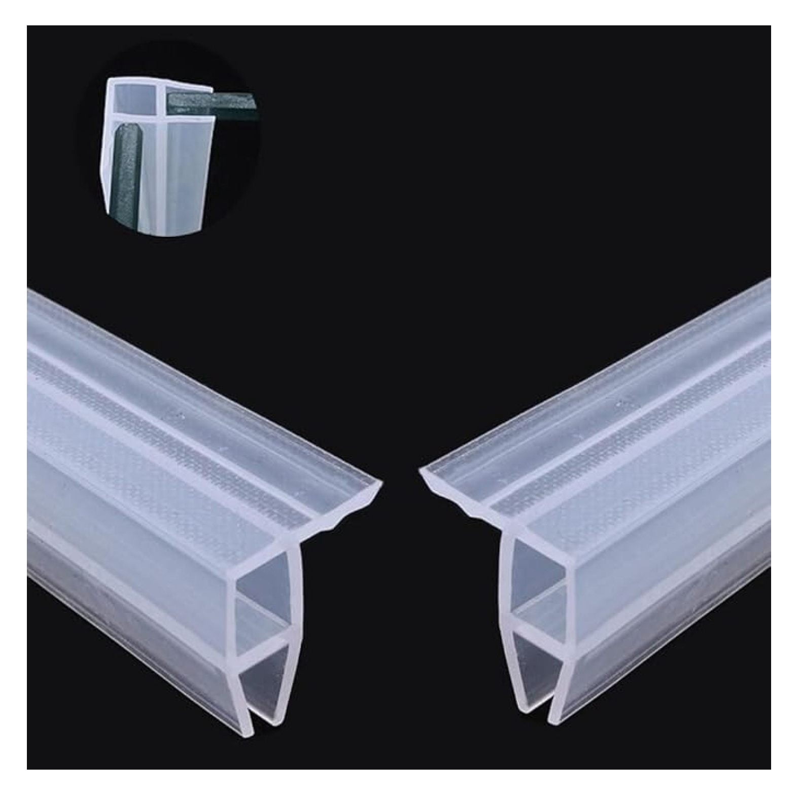 Glass Door Sealing Strip 2-Pack, 2 Meter Silicone Weatherstrip, 8mm ...