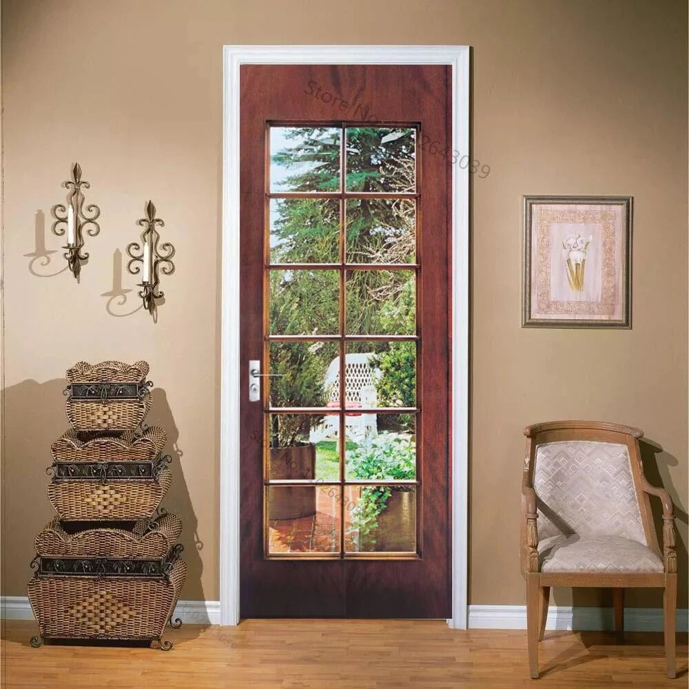 Glass Door Stickers Outside Landscape Beach Adhesive Mural Decoration ...