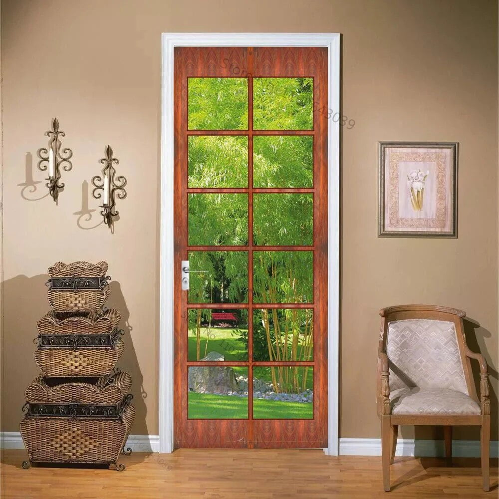 Glass Door Stickers Outside Landscape Beach Adhesive Mural Decoration ...