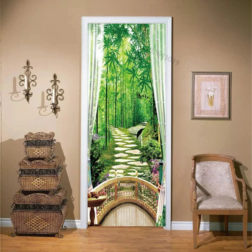 Glass Door Stickers Outside Landscape Beach Adhesive Mural Decoration ...