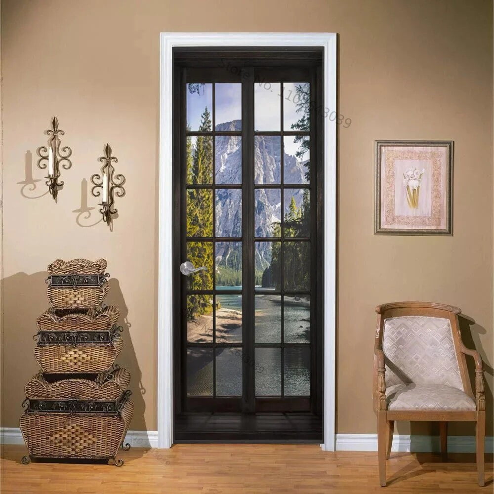 Glass Door Stickers Outside Landscape Beach Adhesive Mural Decoration ...