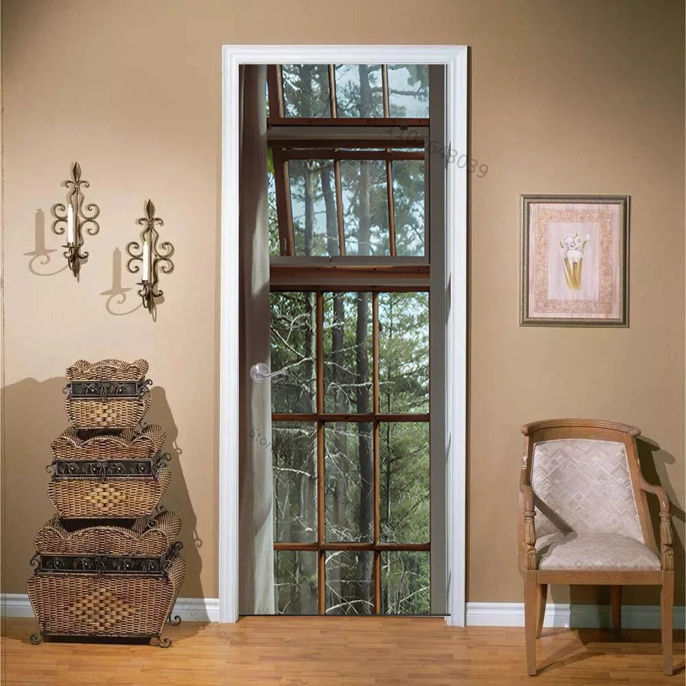 Glass Door Stickers Outside Landscape Beach Adhesive Mural Decoration ...