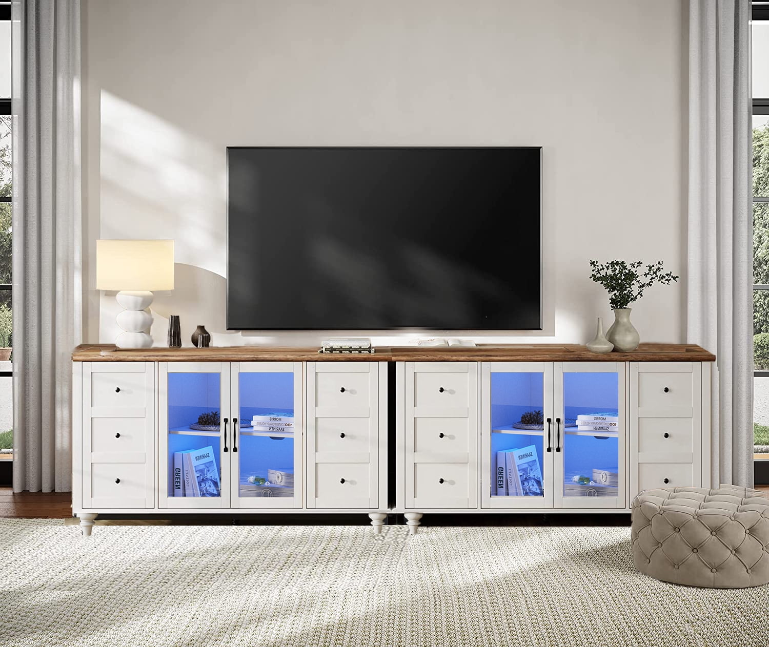 Glass Door TV Stand - Modern Design - Fits 85+ inch TVs - Walmart.com