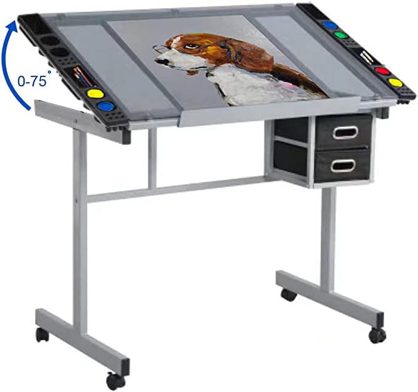 Walmart Glass Drafting Table - Adjustable Art Desk with Storage, Versatile Workstation for ...