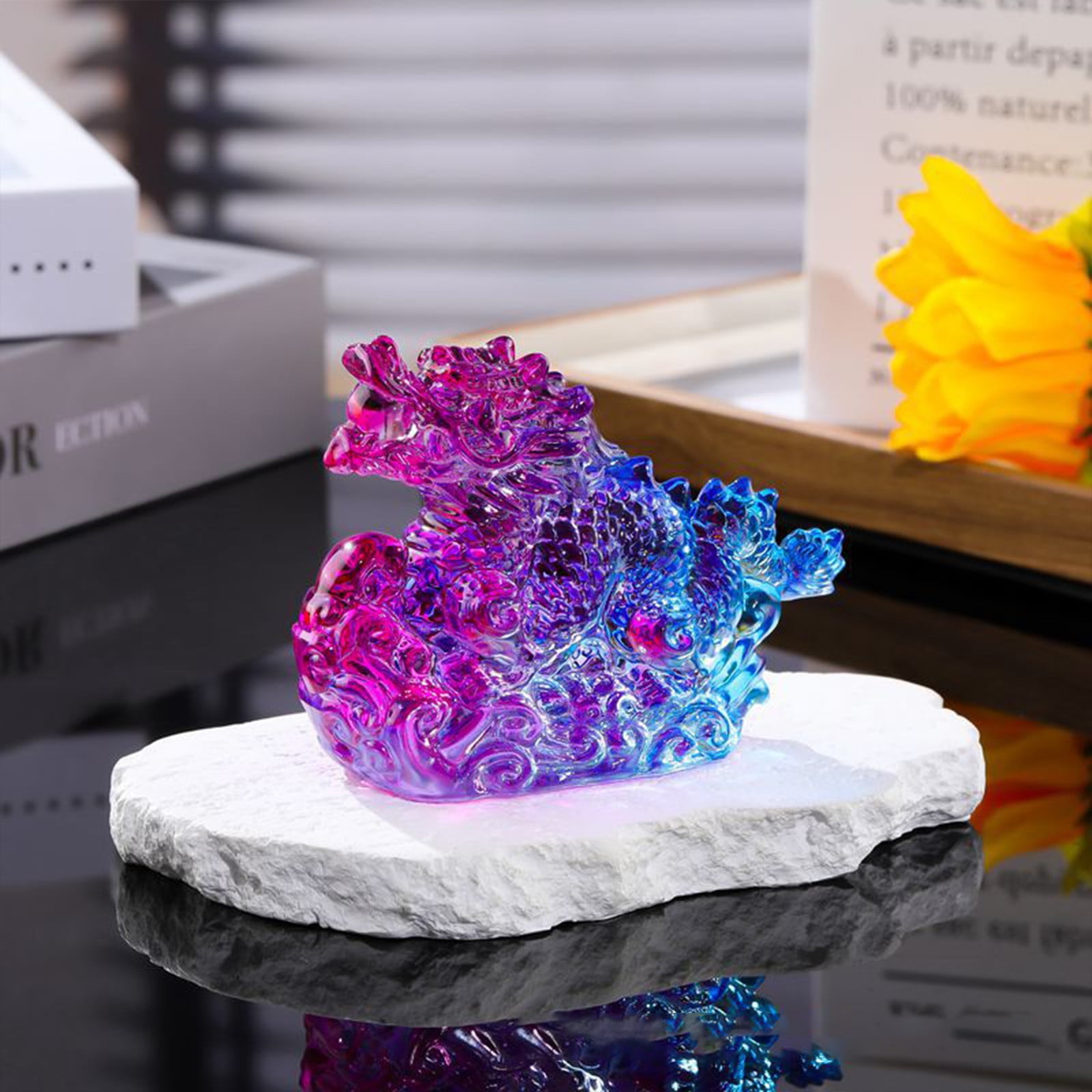 Glass Dragon Figurine Ornament | 6cm Crystal Crafts Decoration | Year ...