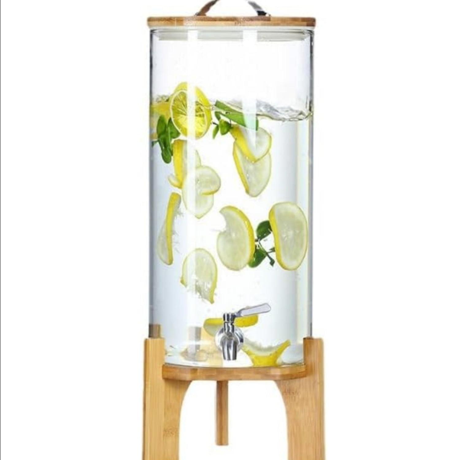 Glass Drink Dispenser, 2.9 gallons, With faucet wood stand Easy flow ...