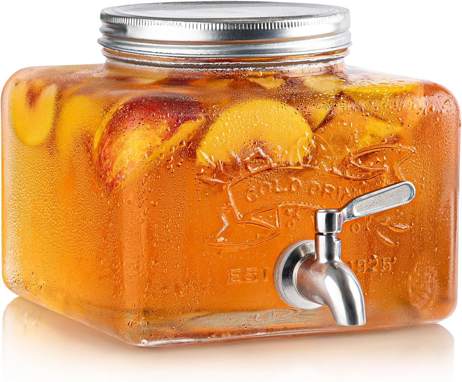 Glass Drink Dispenser for Fridge - Stainless Steel Spigot Mason Jar ...