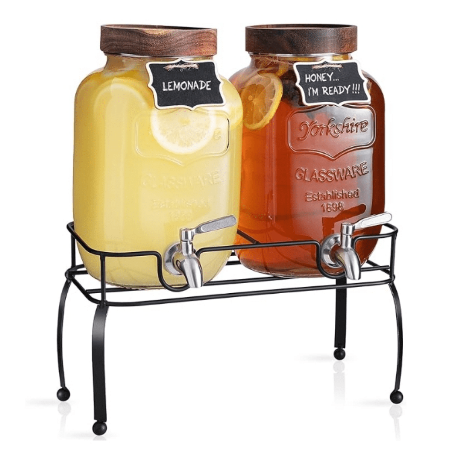 Glass Drink Dispenser for Parties, 1 Gallon Beverage Dispenser with ...