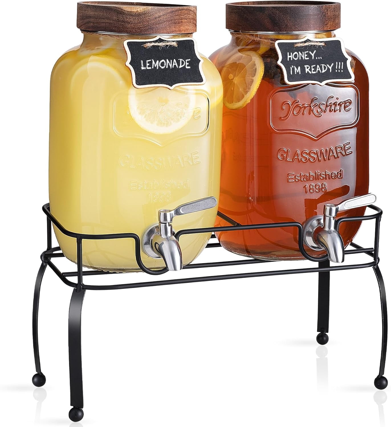 Glass Drink Dispenser for Parties, 1 Gallon Beverage Dispenser with ...