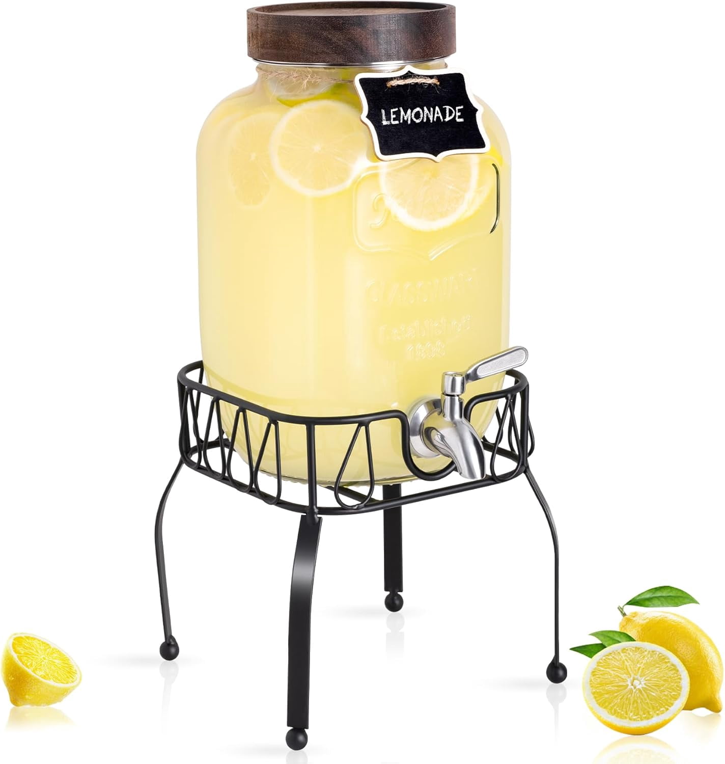 Glass Drink Dispenser for Parties, Gallon Beverage Dispenser with Stand ...